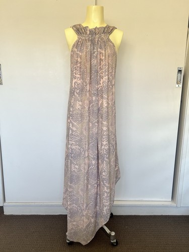 Saba Dress 10 Snake Skin Print 100% Silk Sleeveless Maxi | eBay