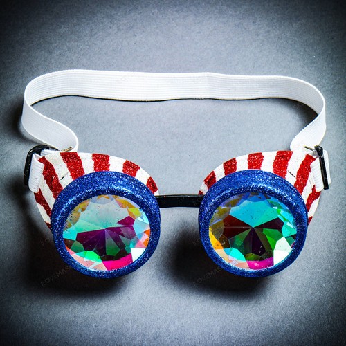 Kaleidoscope Goggle USA Flag Goggles with White Elastic Strap | eBay