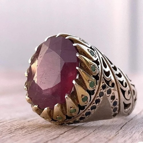 Men Ruby Rings Yaqoot Rings 925 Silver Ring Gift For Him Mens Yaqoot ...