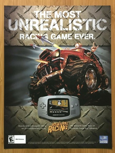 Rock 'n Roll Racing GBA 2003 Vintage Print Ad/Poster Official Game Boy ...