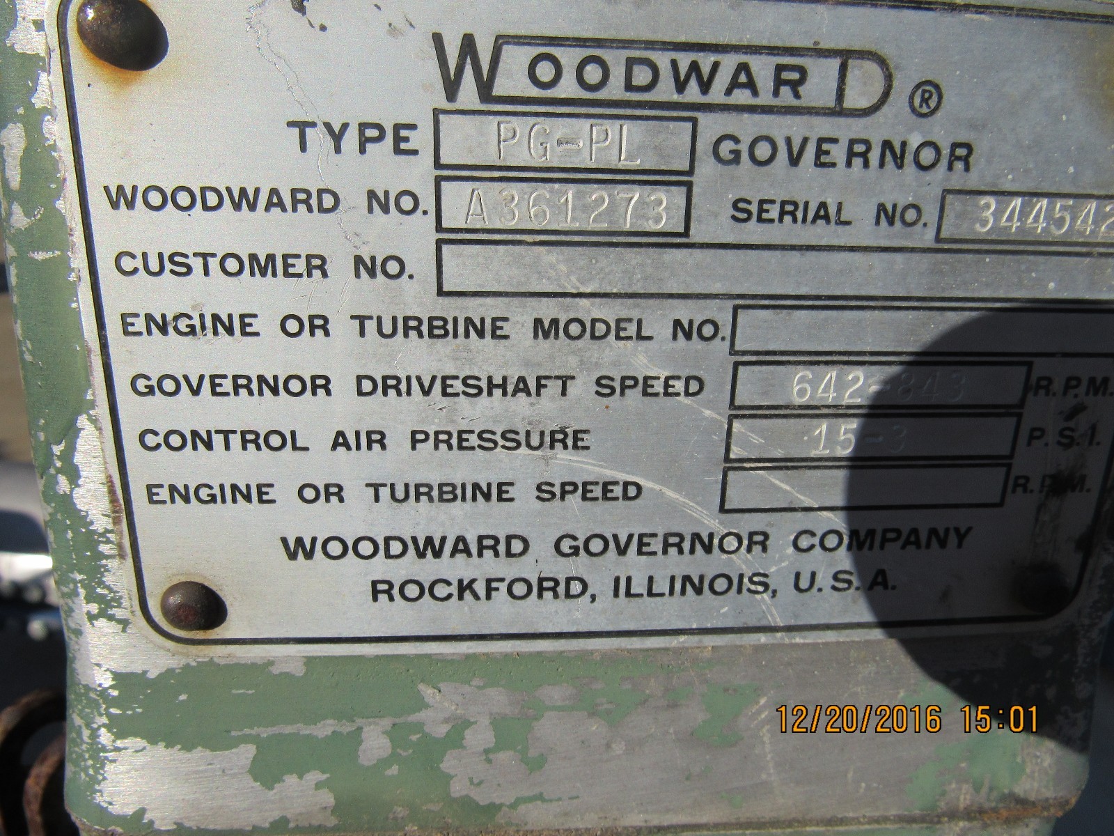 WOODWARD GOVERNOR PG-PL USED | eBay