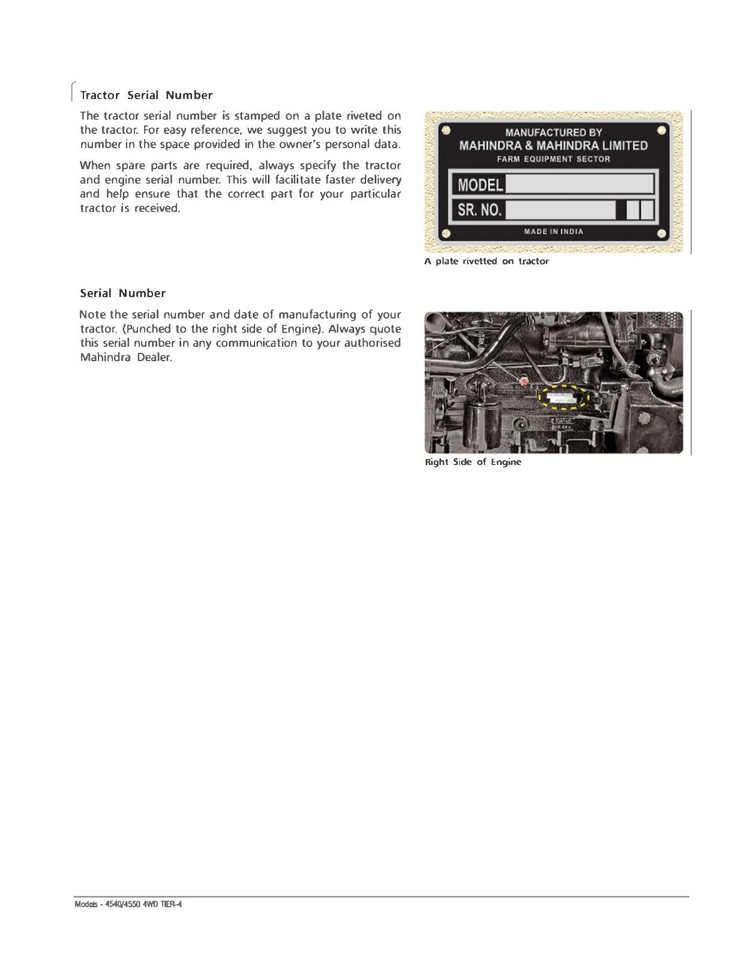 4540 & 4550 Tractor 4WD Tier 4 Operator Instruction Maint Manual fits ...