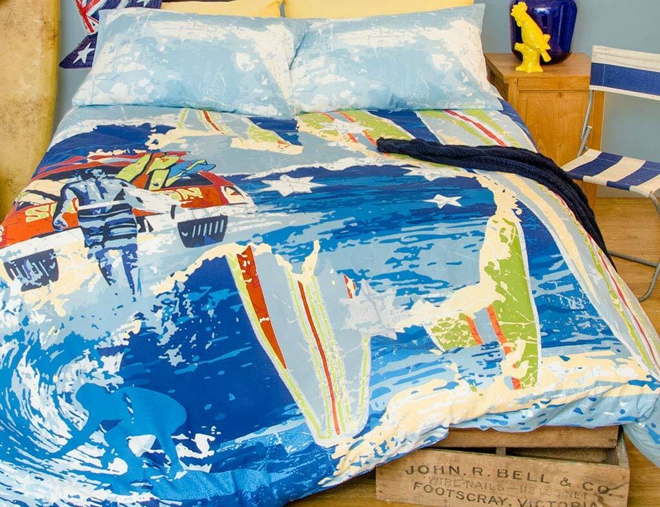 Australia Quilt Doona Duvet Cover Set Surfing Bedding Surf Beach ...