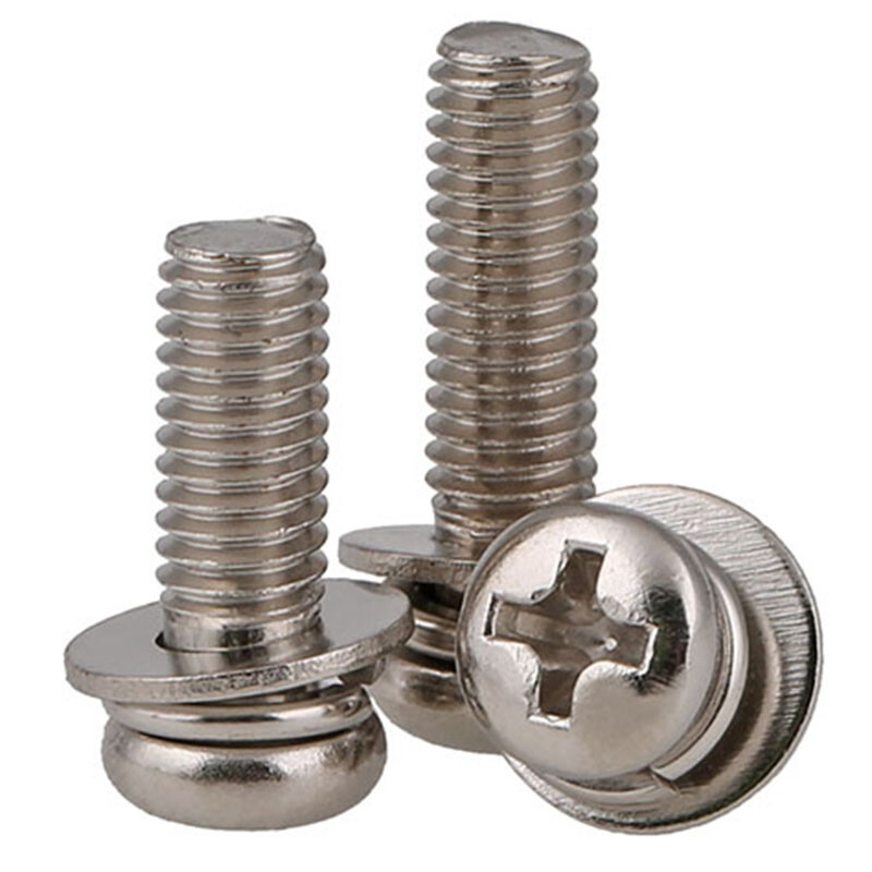 M10 Cross Recessed Pan Head Screws, Spring Lock Washer Plain Washer ...