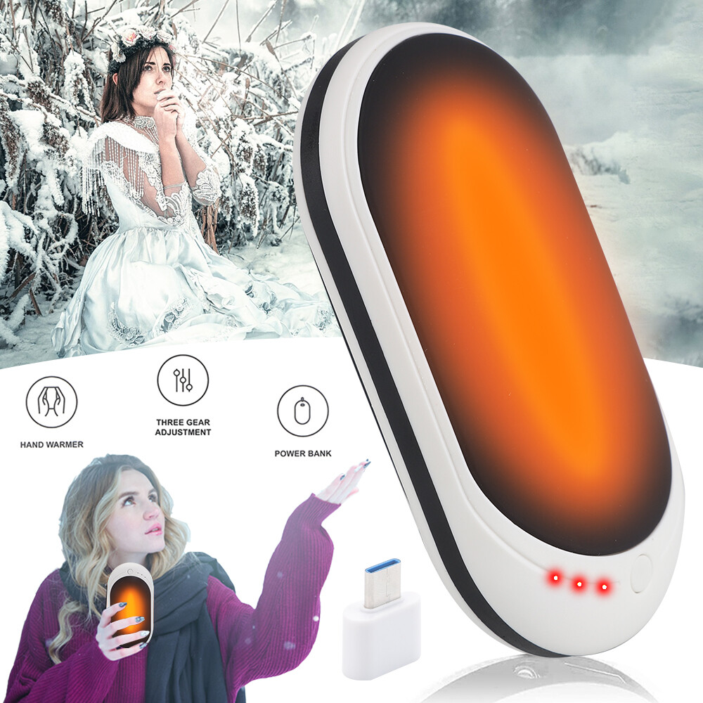 USB Rechargeable Hand Warmers USB Power Bank Electric Pocket Heater ...