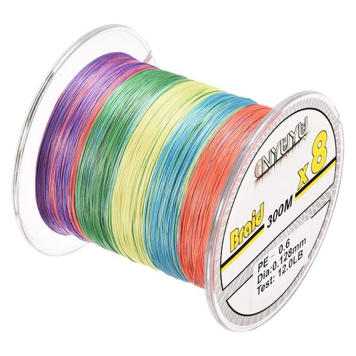 8 Strands PE Braided Fishing Line Abrasion Resistant 328Yard 12LB ...