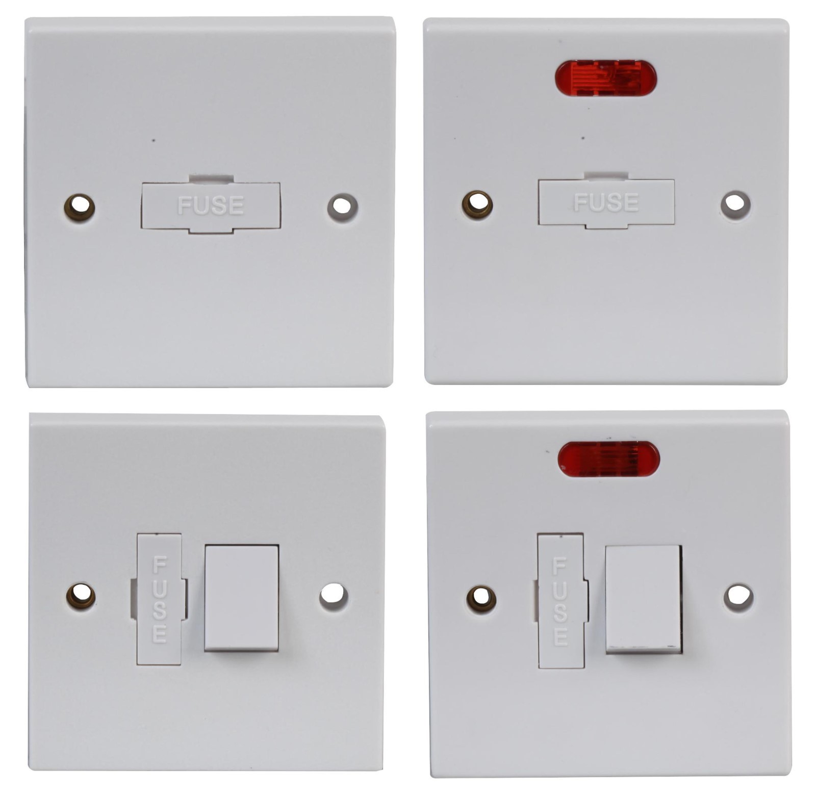 UK 13AMP FUSED WALL PLATE / SPUR SWITCH Switched, Unswitched + NEON ...