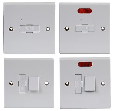 UK 13AMP FUSED WALL PLATE / SPUR SWITCH Switched, Unswitched + NEON ...