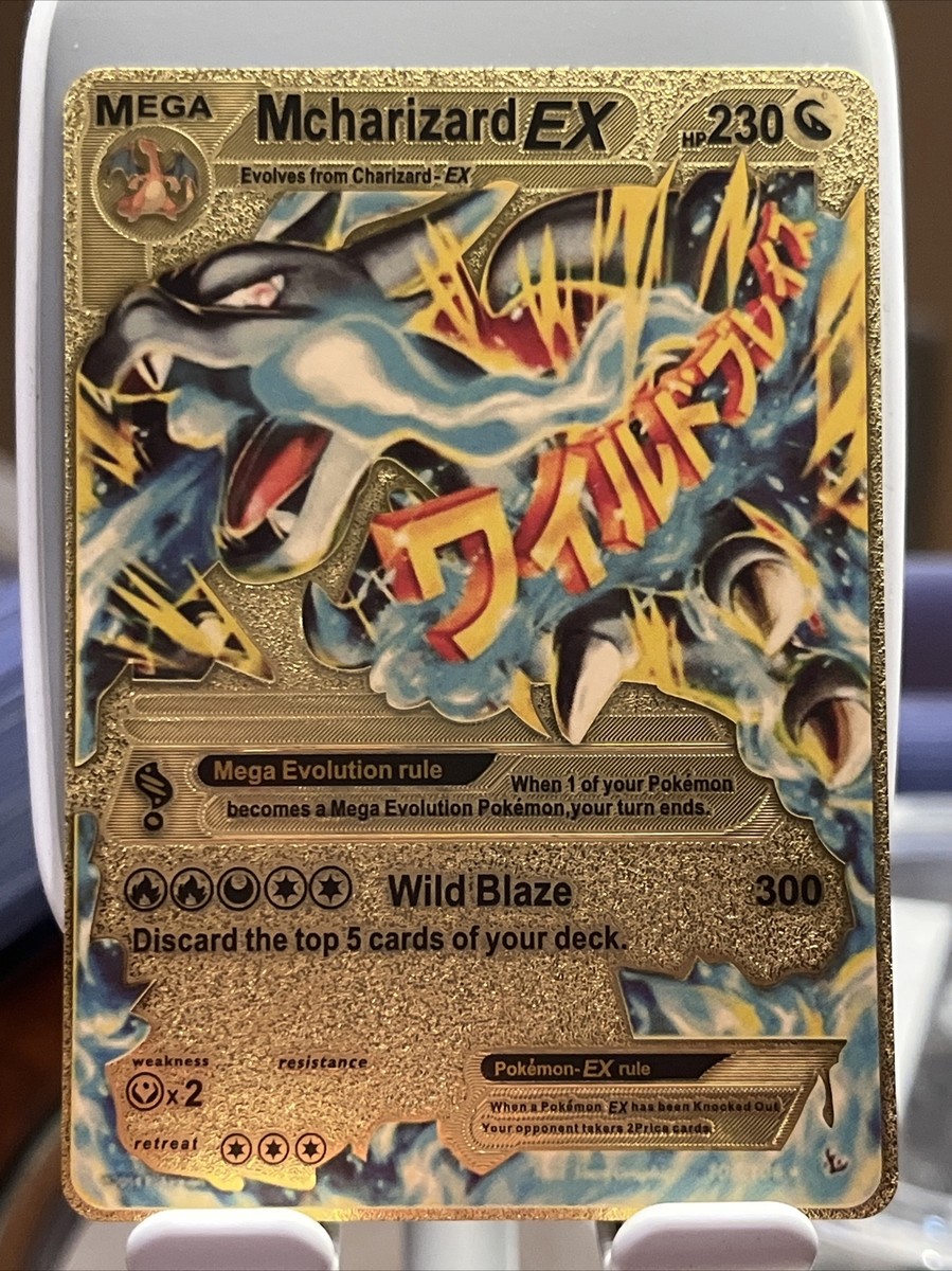 Mega Charizard X Fan Art Ultra Rare Mega M Charizard EX Gold Foil