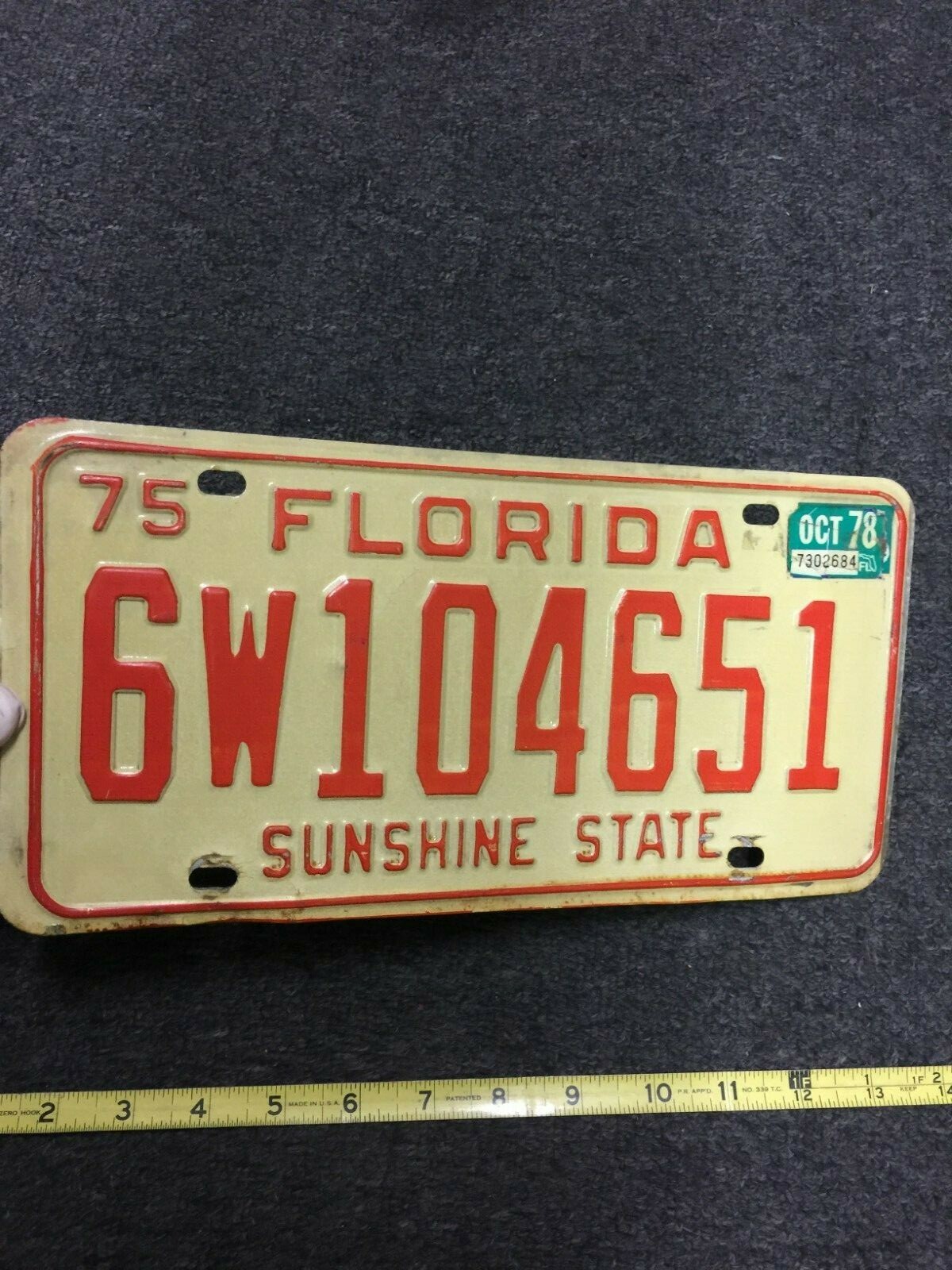1975 FLORIDA SUNSHINE STATE LICENSE PLATE AUTO CAR VEHICLE TAG ...
