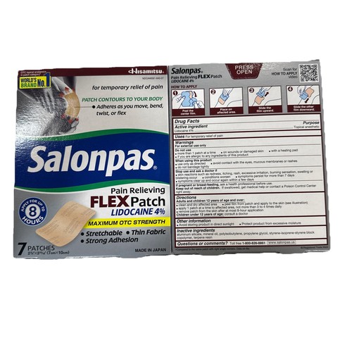 2 Pack! Salonpas Maximum 0TC 4% Strength Pain Relieving FLEX PATCH. Exp ...
