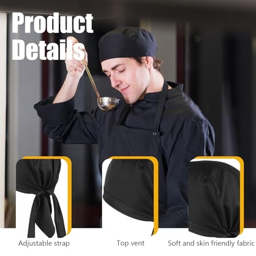 Chef Hat for Men&Women, 4 Pack Back Kitchen Cooking Cap, Elastic Back ...