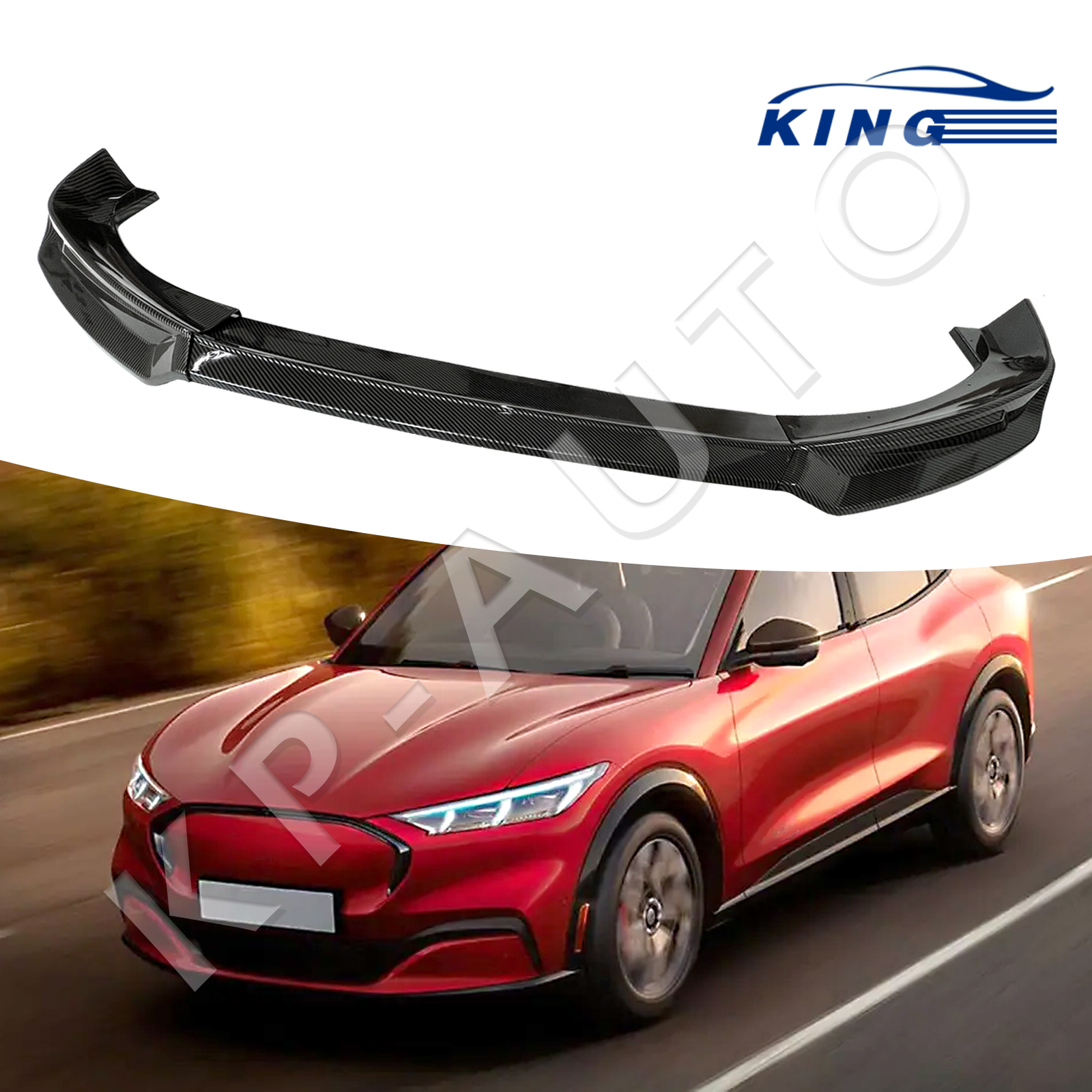 For Mustang Mach-E 2021 2022 Front Bumper Splitter 3-part Lip (Carbon ...