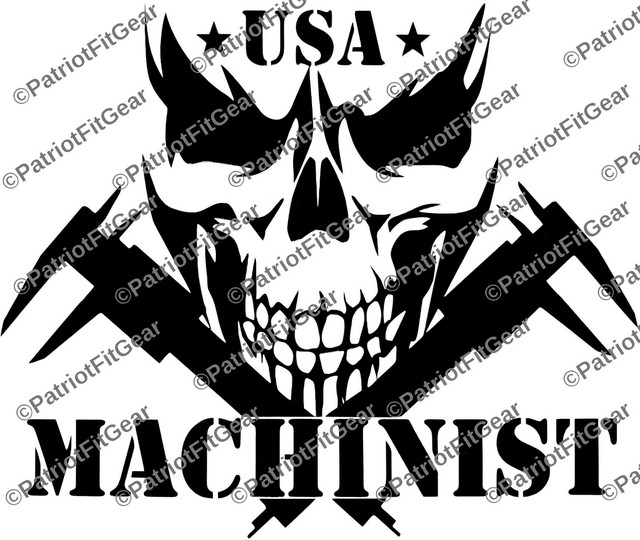 Machinist USA,American Machinist,Calipers,Skull,Micrometers,Sticker ...