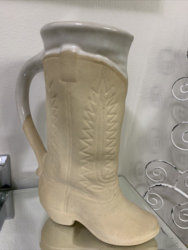 Cowboy Boot Shaped Coffee Mug/Beer Stein 18 oz Ceramic Pottery Vintage ...