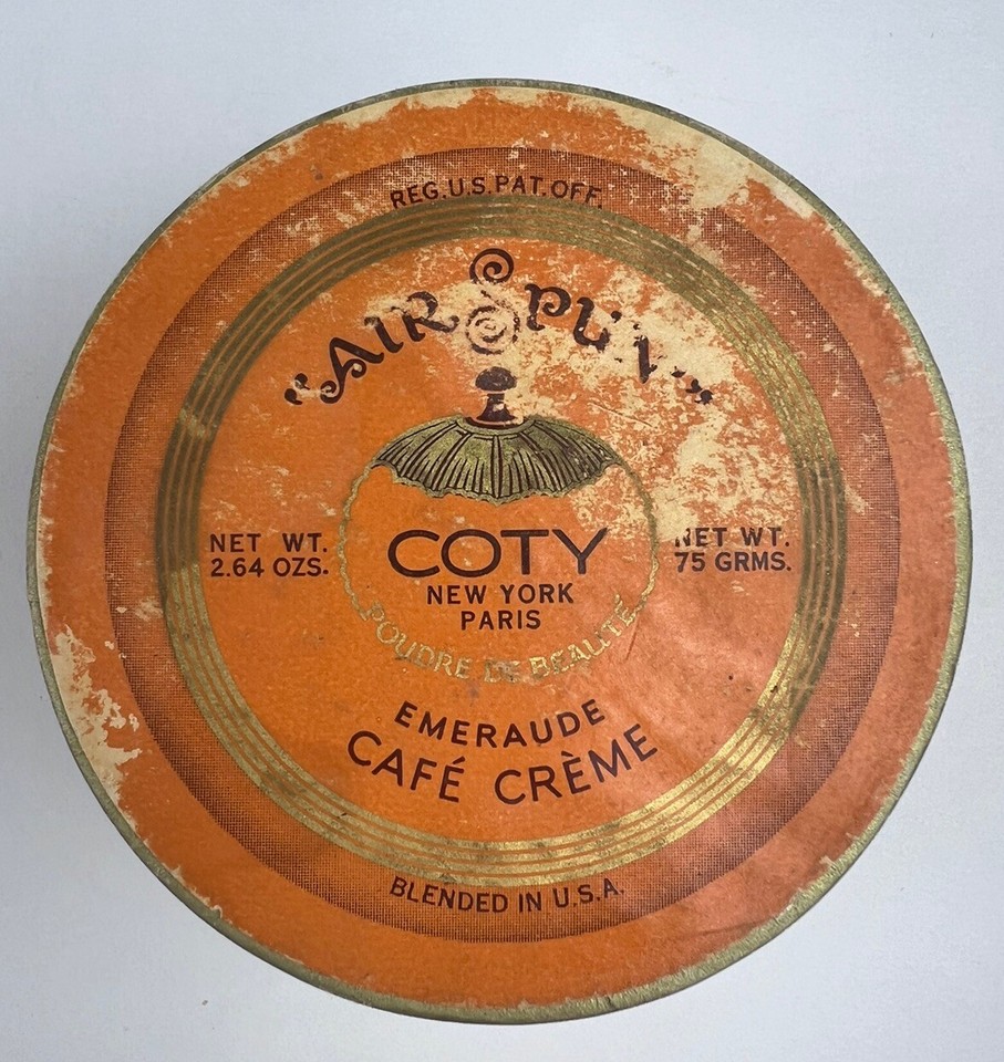 Vintage COTY Face Powder Floral Box Cafe Crème Air Spun NY Paris 1930s ...
