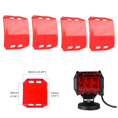 4pcs Red Lens Cover For 4" inch 18W LED Work Light Bar Spot Flood Pods ...