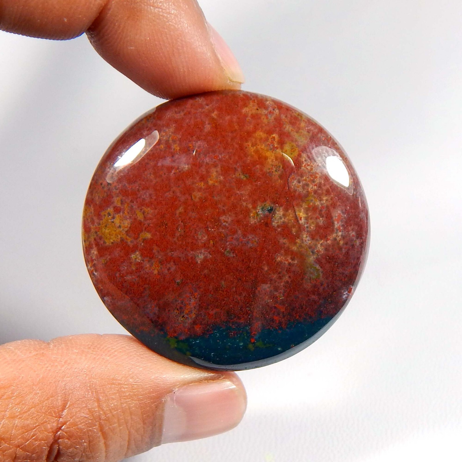 Natural Red Green Bloodstone Cabochon Round Shape Gemstone Loose 102 ...