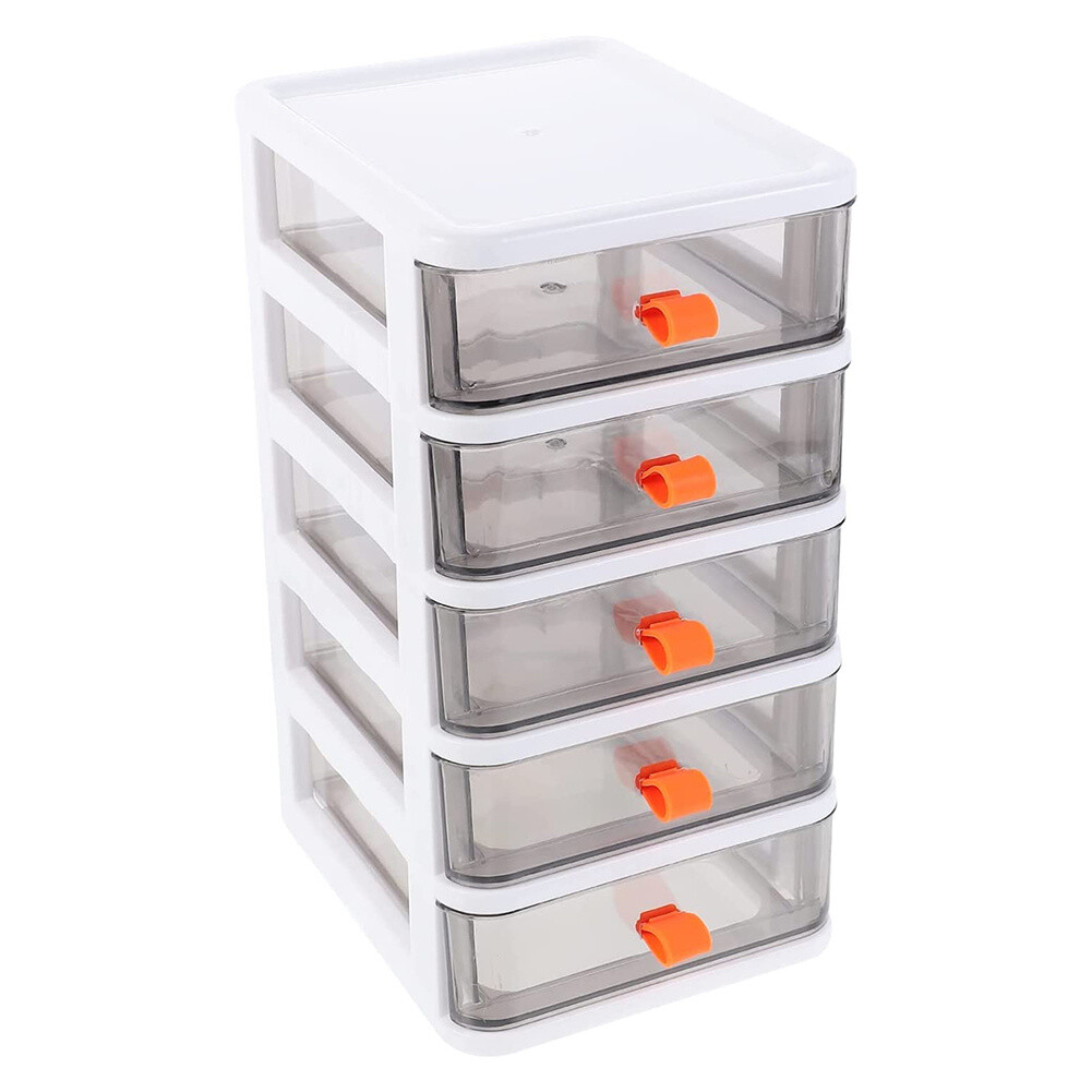 4/5 Drawer Plastic Tower Unit Desktop Chest Home Drawers Storage Box ...