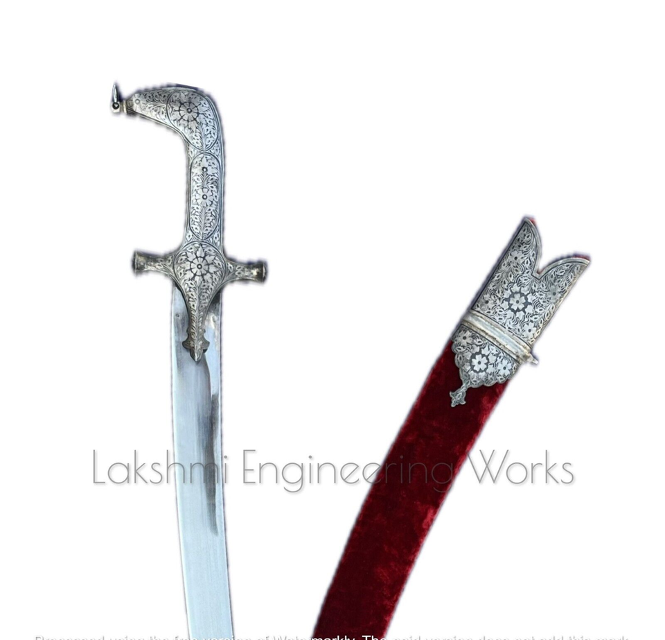 turkish kilij sword, Carbon Steel Saber, Wooden Sheath, Velvet Wrapped ...