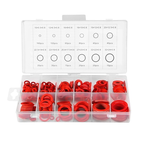 600Pcs Fibre Washer Assorted Kit 12 Size Red Steel Fiber Flat Washer ...
