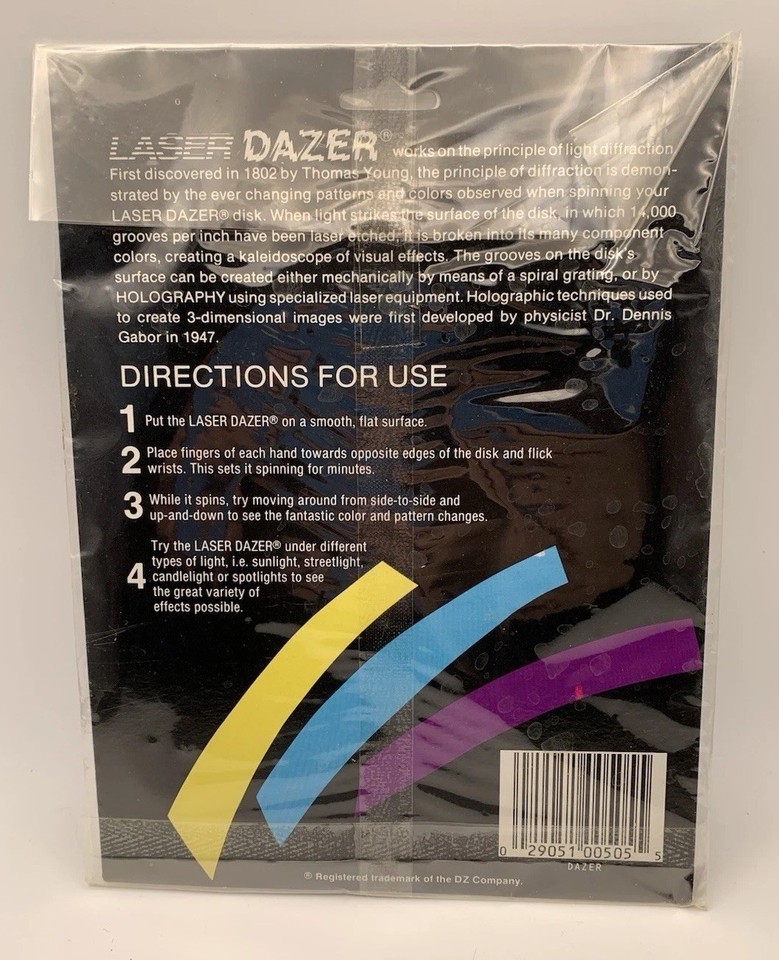 DZ Co Laser Dazer 3D Color Spinnig Disk Circle Hologram Art 1991 ...