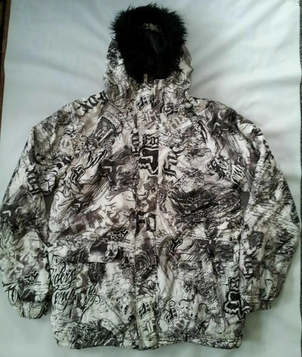 RARE FOX RACING SNOWMOBILE SNOWBOARD WINTER WITH HOOD FULL ZIPP JACKET ...