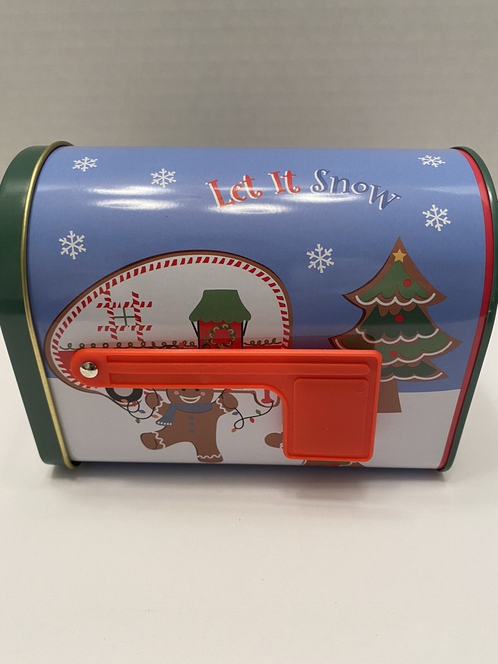Christmas Mailbox Tin Gingerbread Man House Holiday Tabletop Decor 5"X4 ...