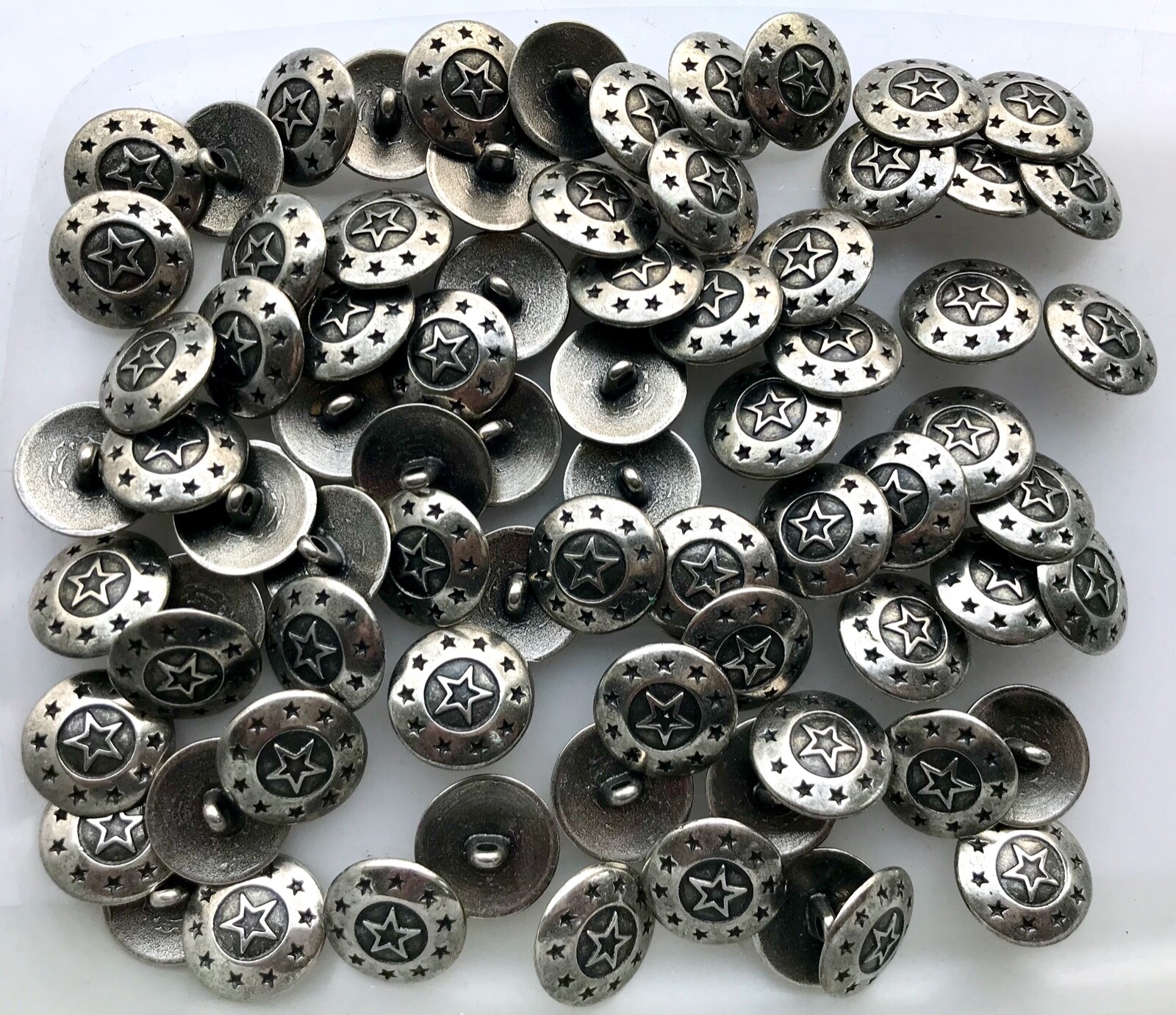 18mm 20mm Aged Antique Silver Metal Star Shank Jacket Button Buttons ...