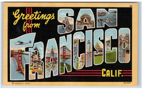 San Francisco, CA Postcard- LARGE LETTER GREETINGS FROM SAN FRANCISCO ...