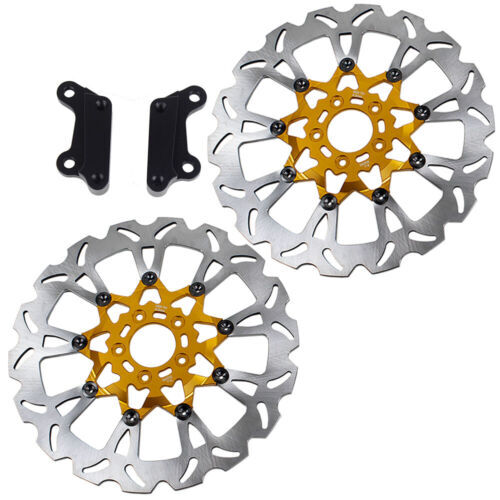 2PCS Floating 14" Gold Front Brake Rotor for Harley 18-Later Fat Bob ...