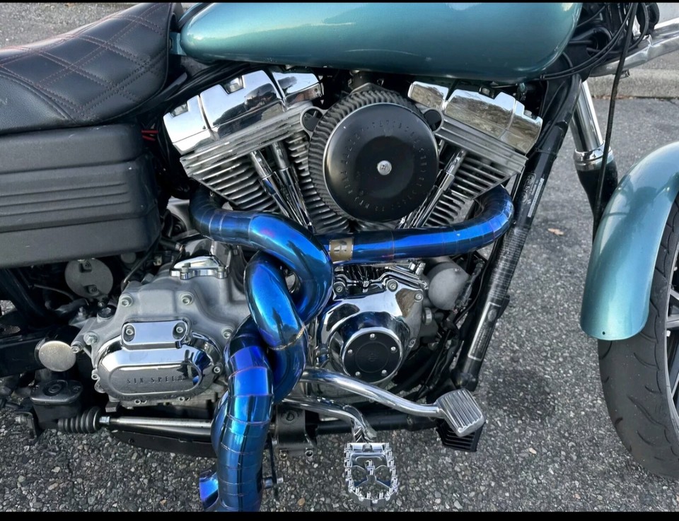Twisted Exhaust Pipes Muffler fits Harley-Davidson Dyna Super Glide FXD 2 into 1 | eBay