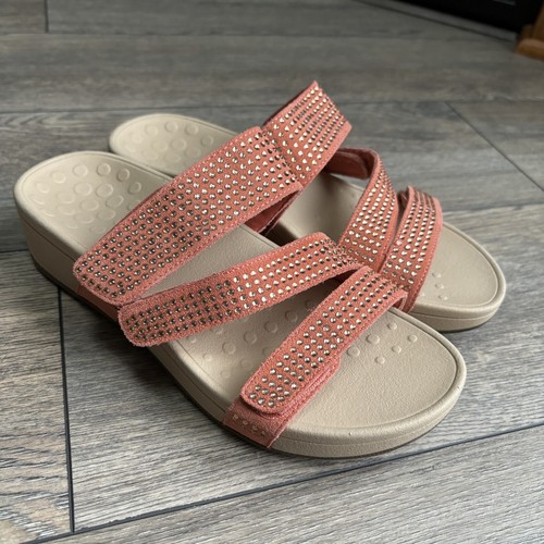 Vionic Pacific Alexis Suede Embellished Platform Wedge Sandals Slides ...