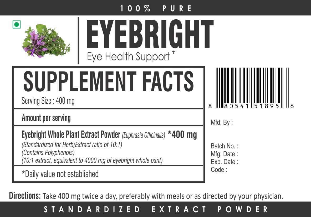 Eyebright Extract Powder Vision Support Euphrasia Aid Eye Health ...