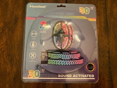BEATBEST Beat Best LED LIGHT USB Strip Multicolor 30' Sound Activated ...