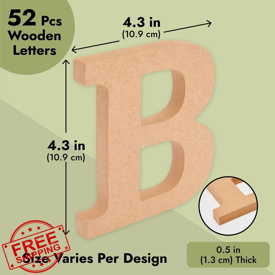 Juvale 4" Wood Letters Brown Block 52 Pcs | eBay