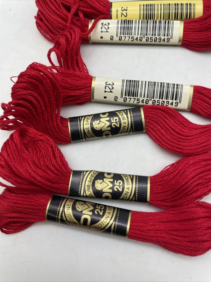 12 Skeins DMC Cotton Embroidery Floss Red 321 France 8.7y Each New | eBay