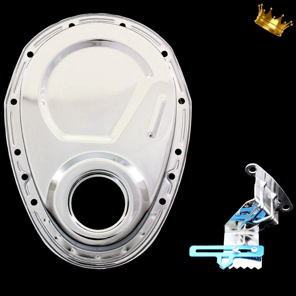 Chrome Small Block Chevy Timing Chain Cover and 7 inch Tab fits 327 350 ...
