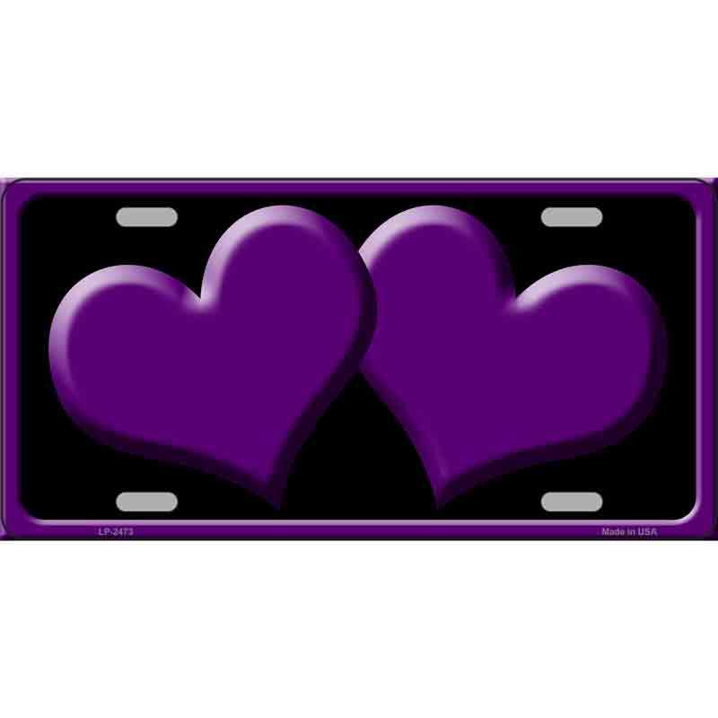 Solid Purple Centered Hearts Black Novelty License Plate Tag LP-2473 | eBay
