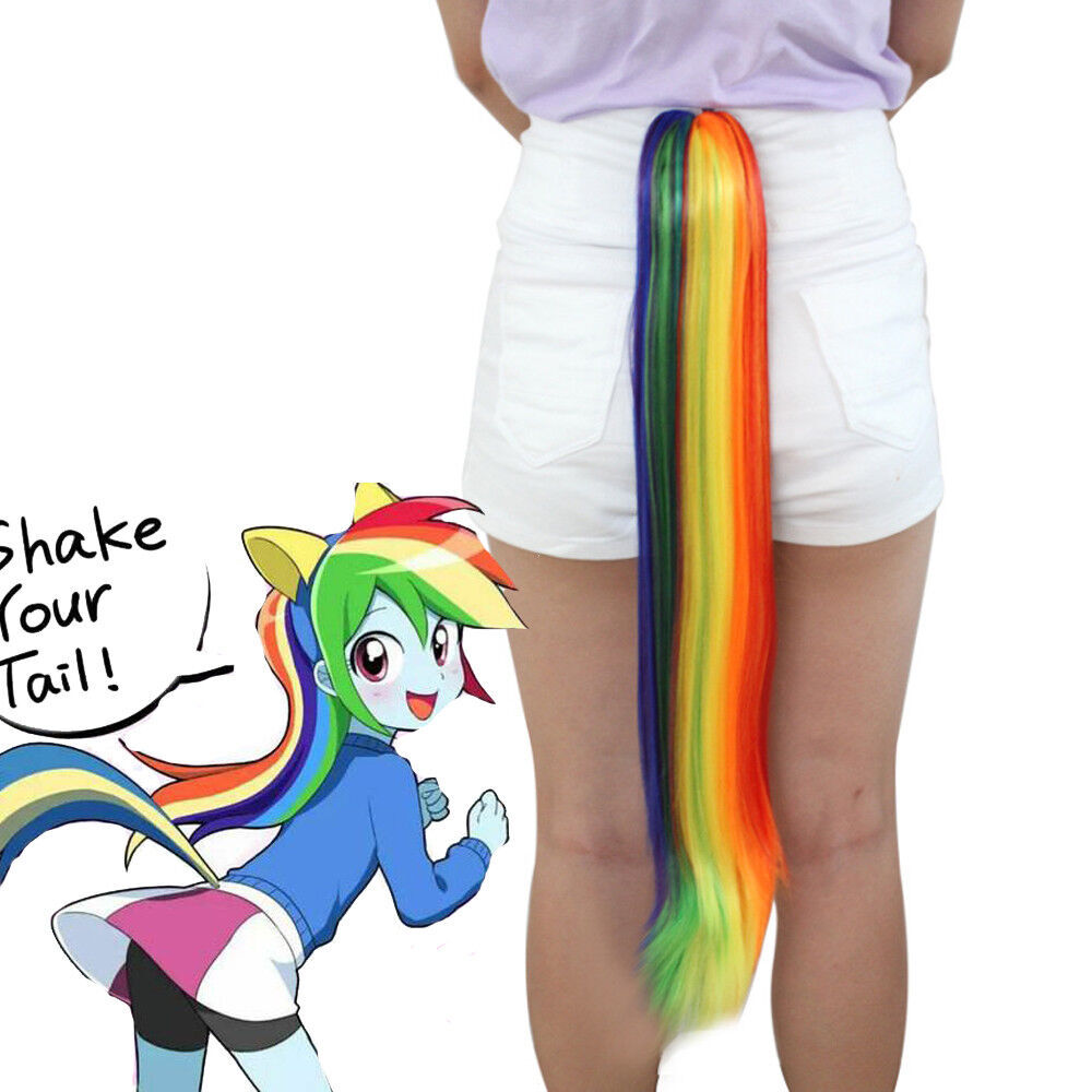 My Little Pony Rainbow Dash Tail Rainbow Cosplay Wig Clip Ponytail PJ27 ...