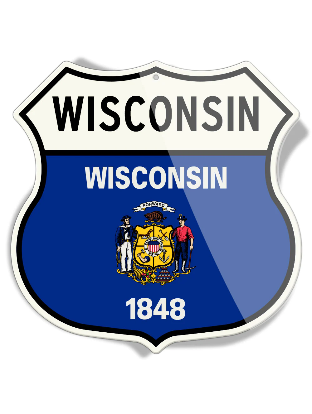 State Flag of Wisconsin - Shield Shape - Aluminum Sign - Made in the ...