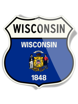 State Flag of Wisconsin - Shield Shape - Aluminum Sign - Made in the ...