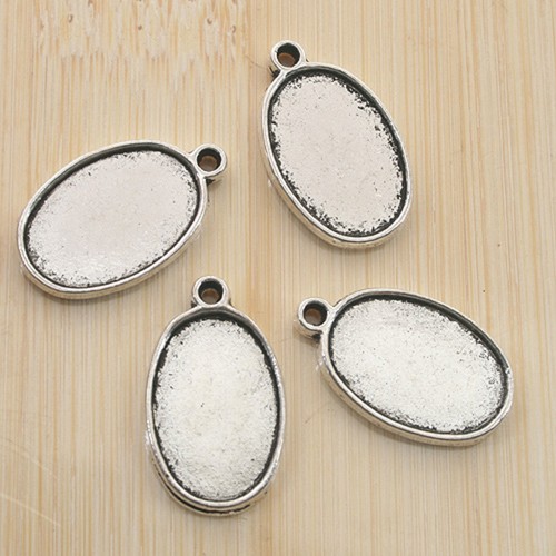 8pcs Tibetan Silver color 2sided oval picture frame charms in 17x11mm ...