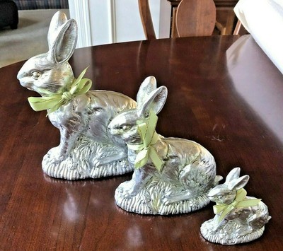 Glam Foil Easter Bunny Rabbit w/Green Bow, Choice of Small, Medium or ...