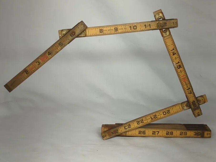 Lufkin Vintage 72" Folding Ruler Measuring Stick - Wood Brass Multi ...