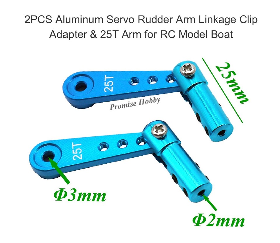 Aluminum Servo Rudder Linkage Clip Adapter & 25T Arm w/ Rod for RC ...