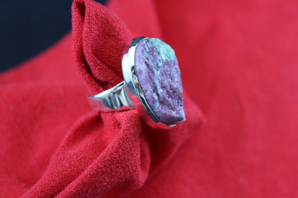STERLING SILVER OVAL GENUINE RUBY & ZOISITE BEZEL SET LADY'S RING SIZE 8 | eBay