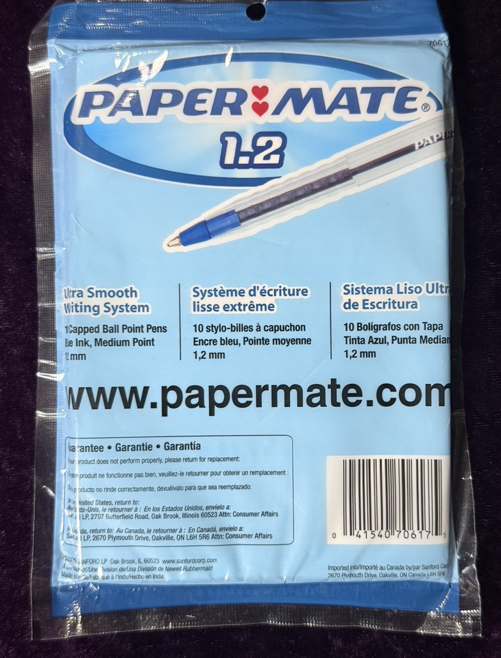 Paper Mate 1.2mm Ballpoint Pens Blue Ink Medium, 10 Pk | eBay