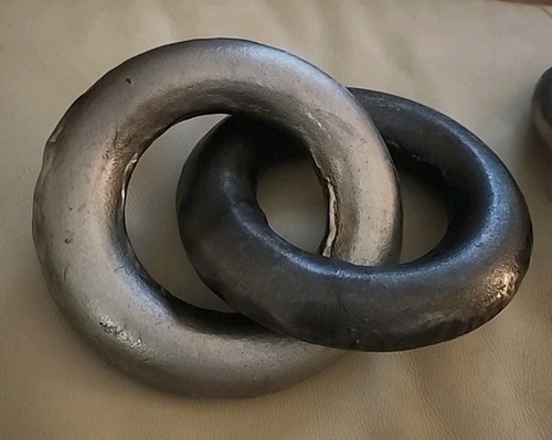 Vintage MCM Sculpture Steel Dark & Light Welded Interlocking Rings #1 ...