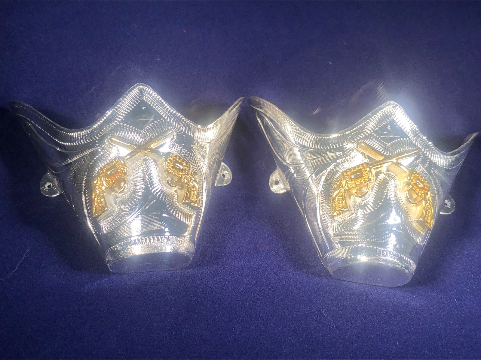 New Western Cowboy Boot Tip Rand Engraved Silver With Gold Gun Revolver ...